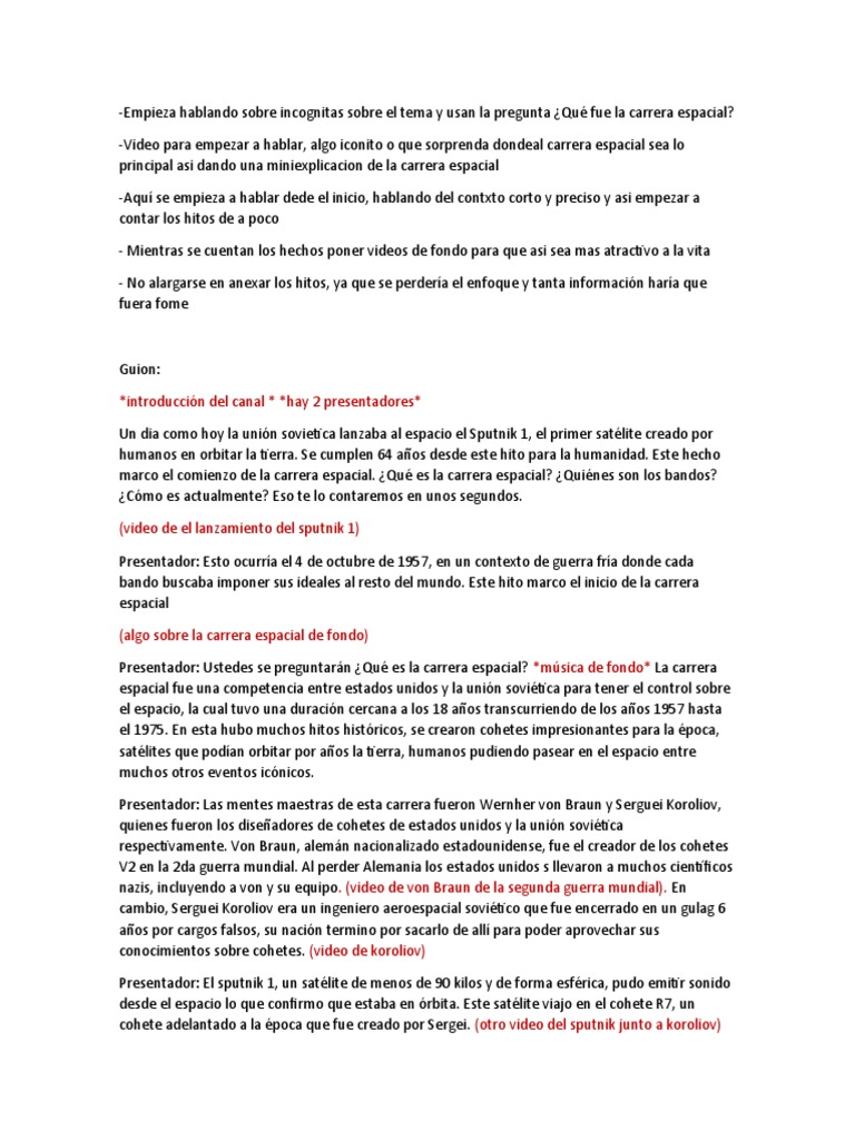 Guion Fisica UwU | PDF | Carrera en el espacio | Satélite