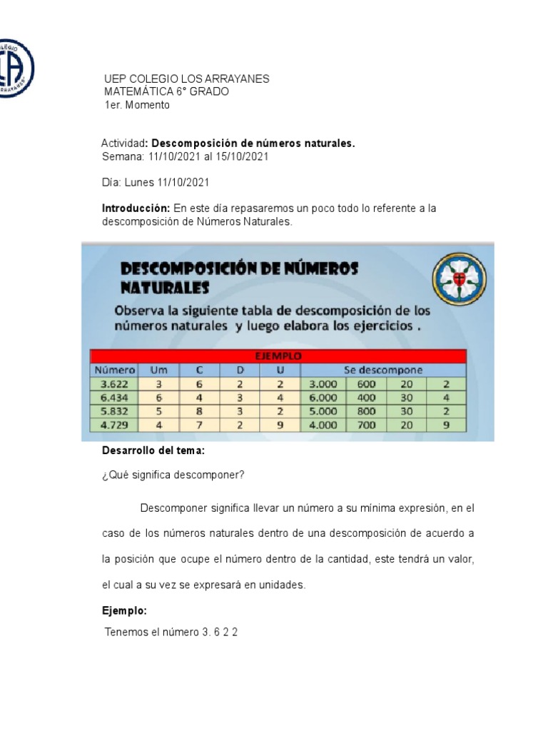 Guía Pedagógica Matemáticas 6to. Grado Semana Del 11 Al 15-10-21 | PDF ...