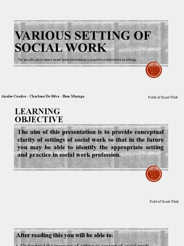 Various Setting of Social Work | PDF | Social Work | Patient