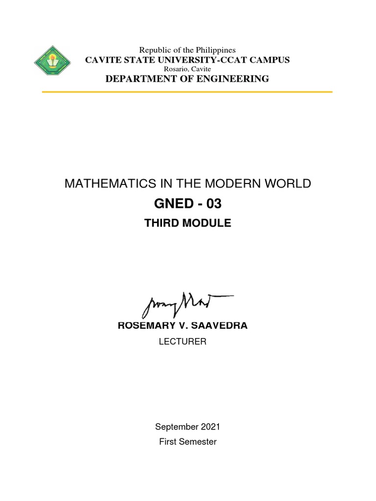 MODULE 3 Mathematics in The Modern World GNED 03 BSCPE & BSEE 101 | PDF ...