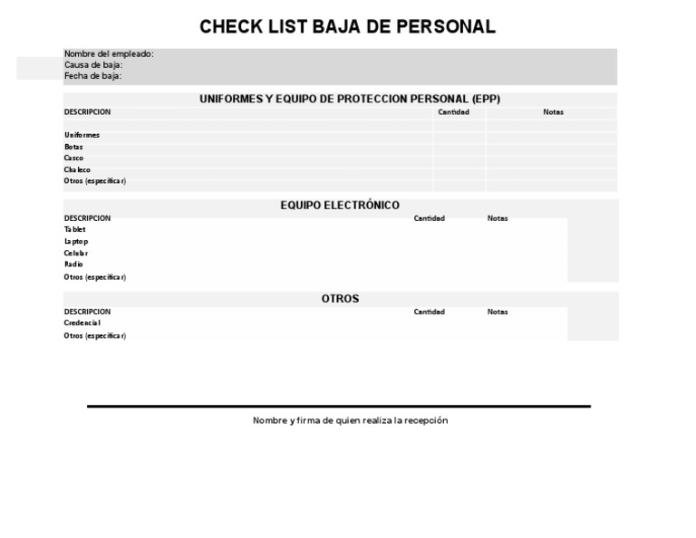 Checklist de Baja de Personal | PDF
