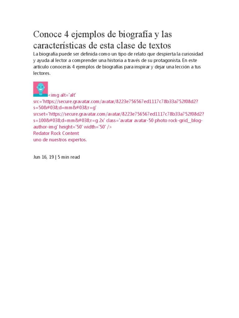 Ejemplos de biografías y sus tipos | PDF | Biografía | Servicio de ...