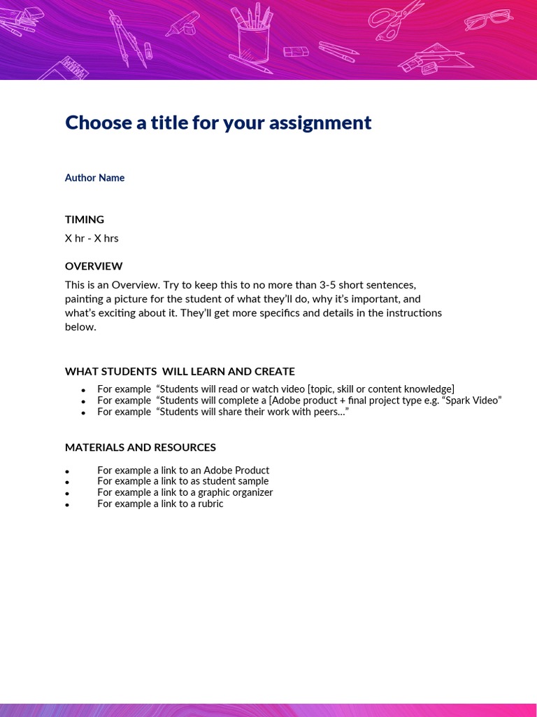 Choose A Title For Your Assignment: Timing | PDF | Rubric (Academic ...