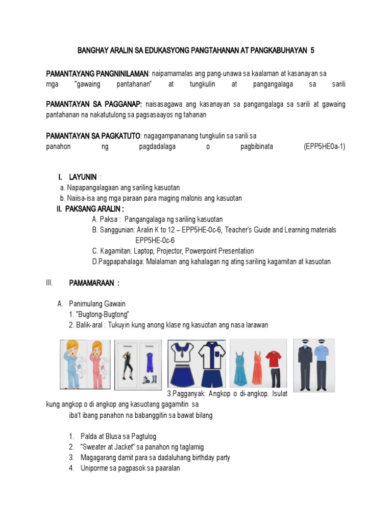 Lesson Plan EPP 1st Quarter | PDF