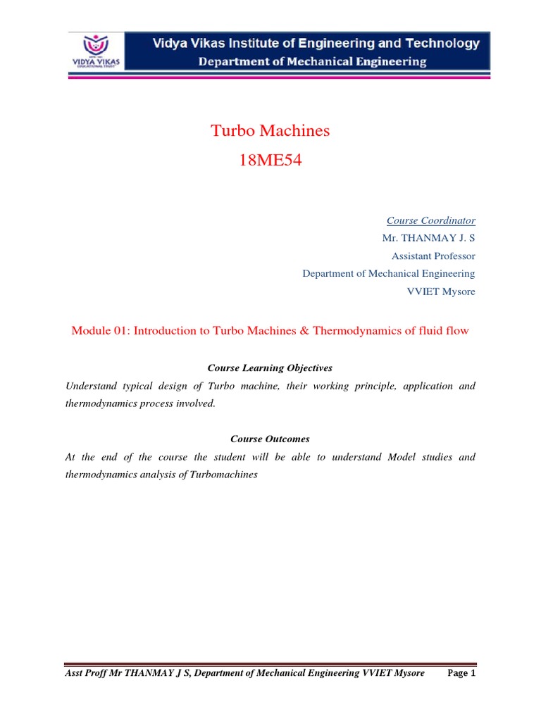 18ME54 Turbo Machines Module 01 Question No 1a & 1b | PDF | Turbine ...