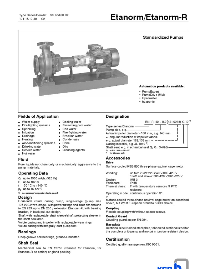 Etanorm KSB | PDF | Pump | Water