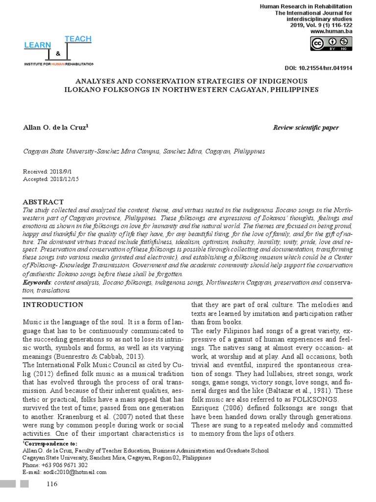 Ilokano Folk Songs in Northern Cagayan | PDF | Folk Music | Love