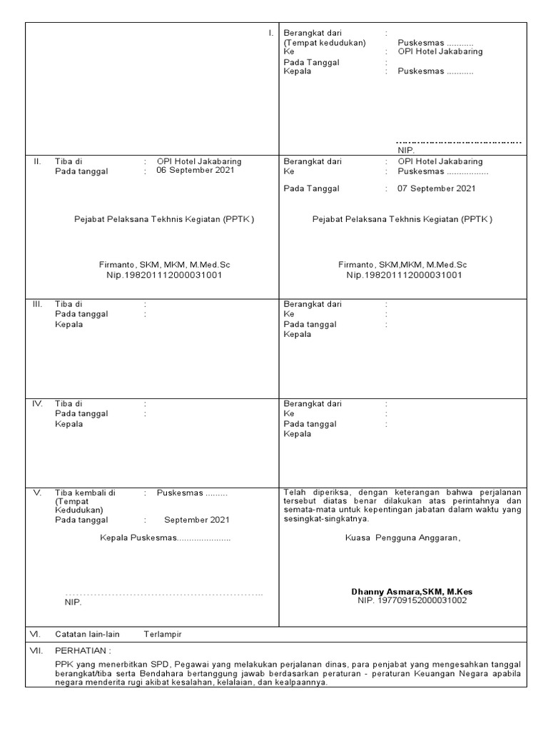 Contoh SPPD WORKSHOP Pemahaman Standar | PDF