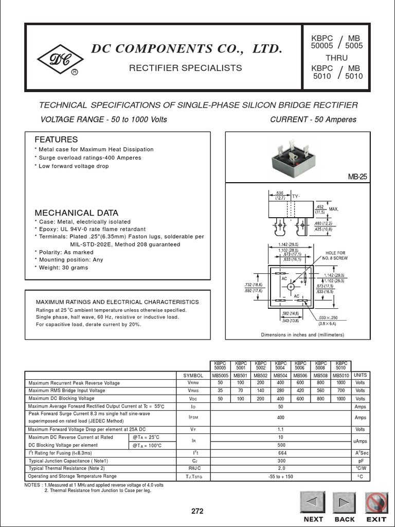 KBPC5010 | PDF | Rectifier | Voltage