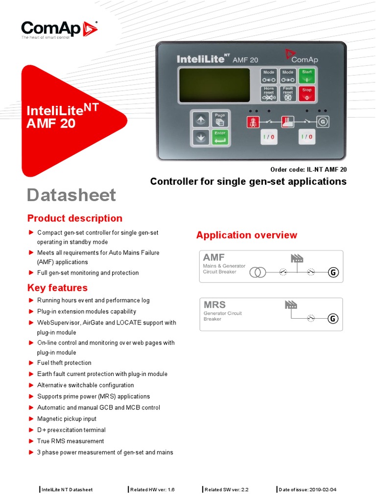 Datasheet: Intelilite Amf 20 | PDF | Hertz | Voltage