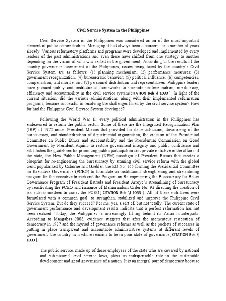 Philippine Civil Service System Challenges | PDF | Political Corruption ...