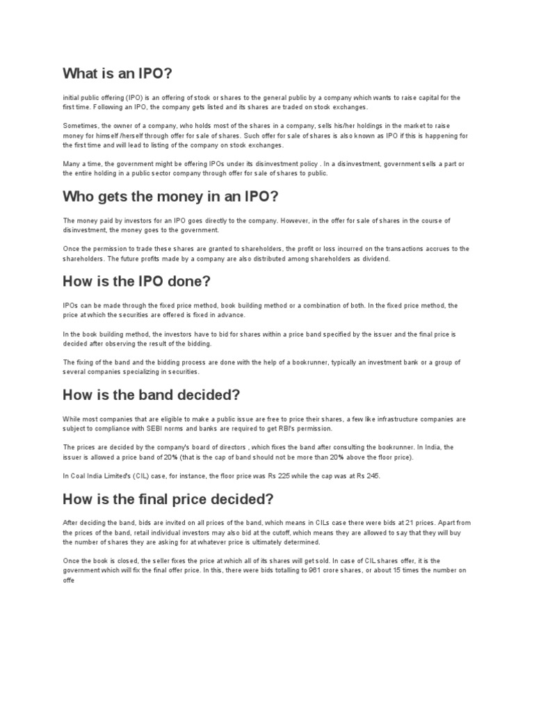 What Is An IPO? | PDF | Initial Public Offering | Stocks