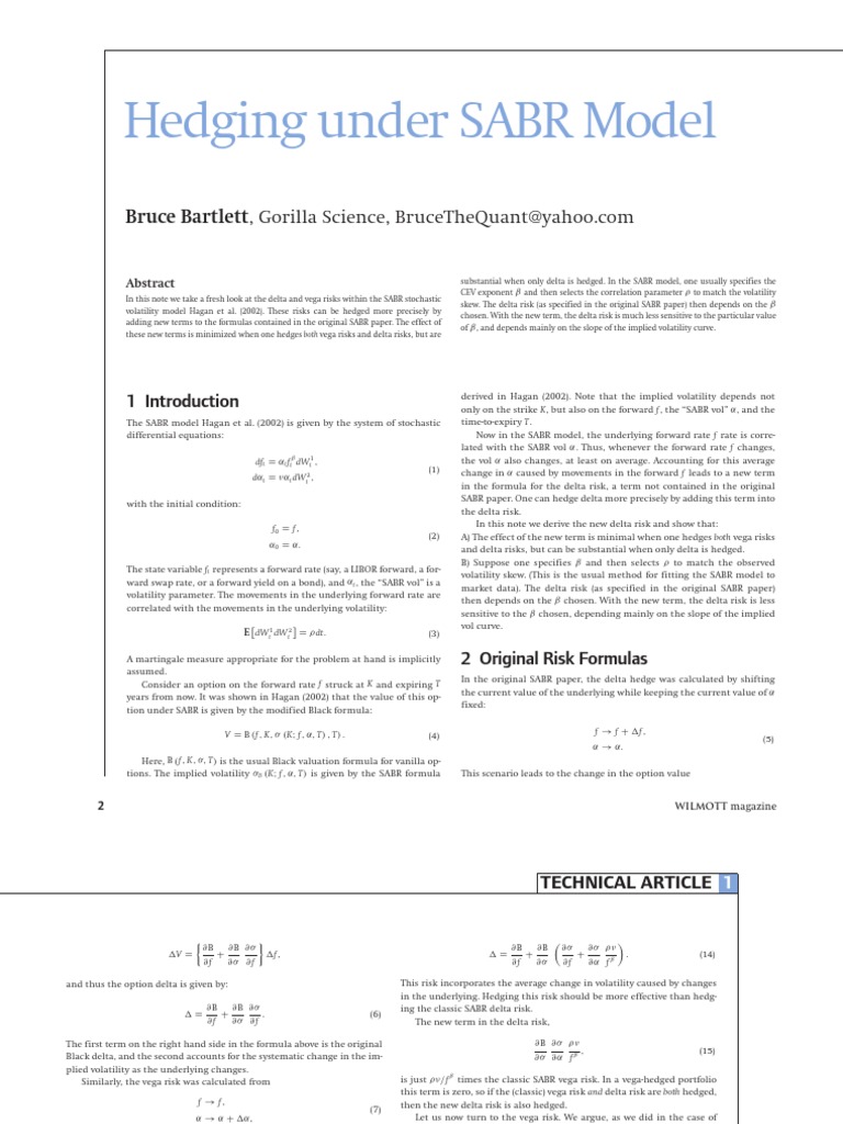 Enhanced Delta Hedging in SABR Model | PDF | Greeks (Finance ...
