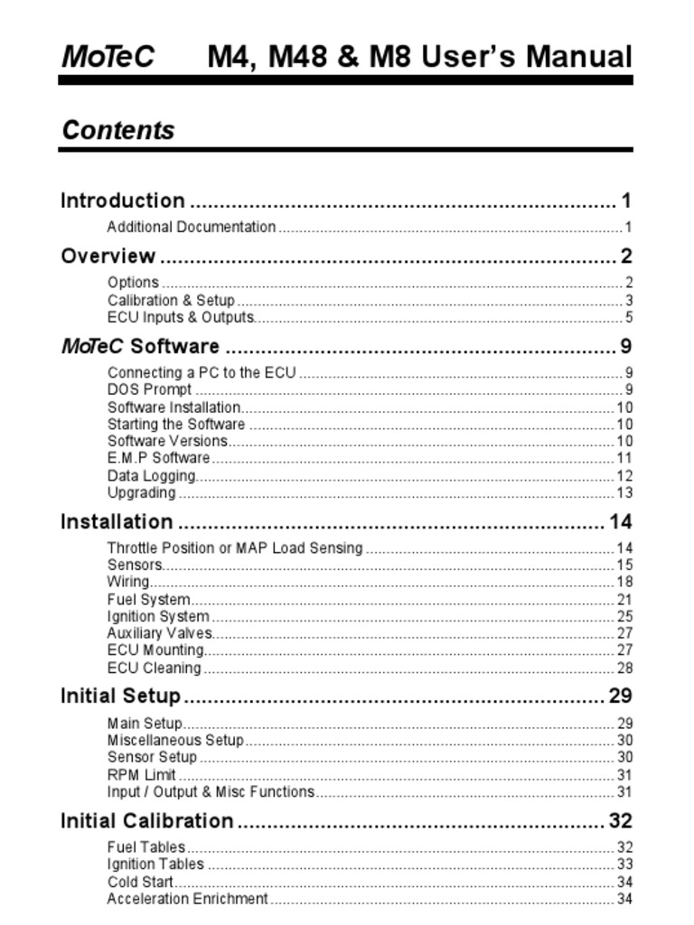 Motec M4 - M48 - M8 - Manual - A5 | PDF | Fuel Injection | Throttle