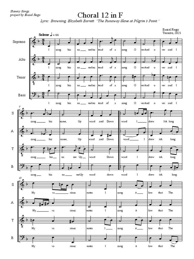 Slavery Songs CHORAL 12 | PDF | Choral Compositions | Music Performance
