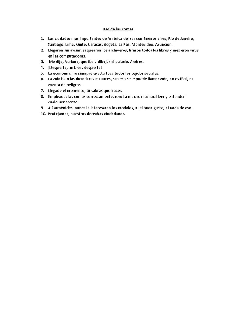 Uso correcto de las comas en escritura | PDF