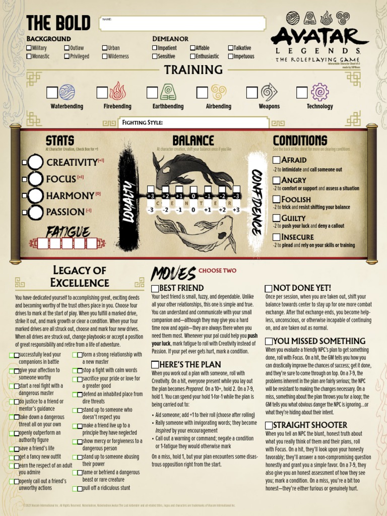 Avatar Legends Fillable V1-Bold | PDF