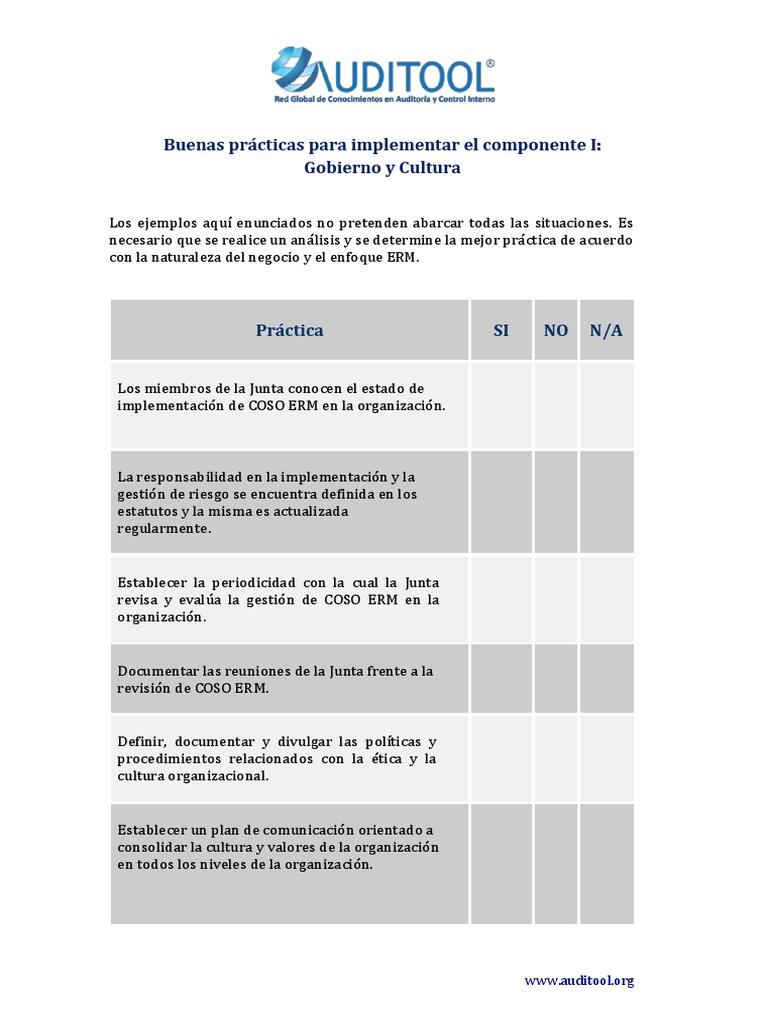 Buenas Prácticas en Gobierno y Cultura ERM | PDF | Toma de decisiones | Economias