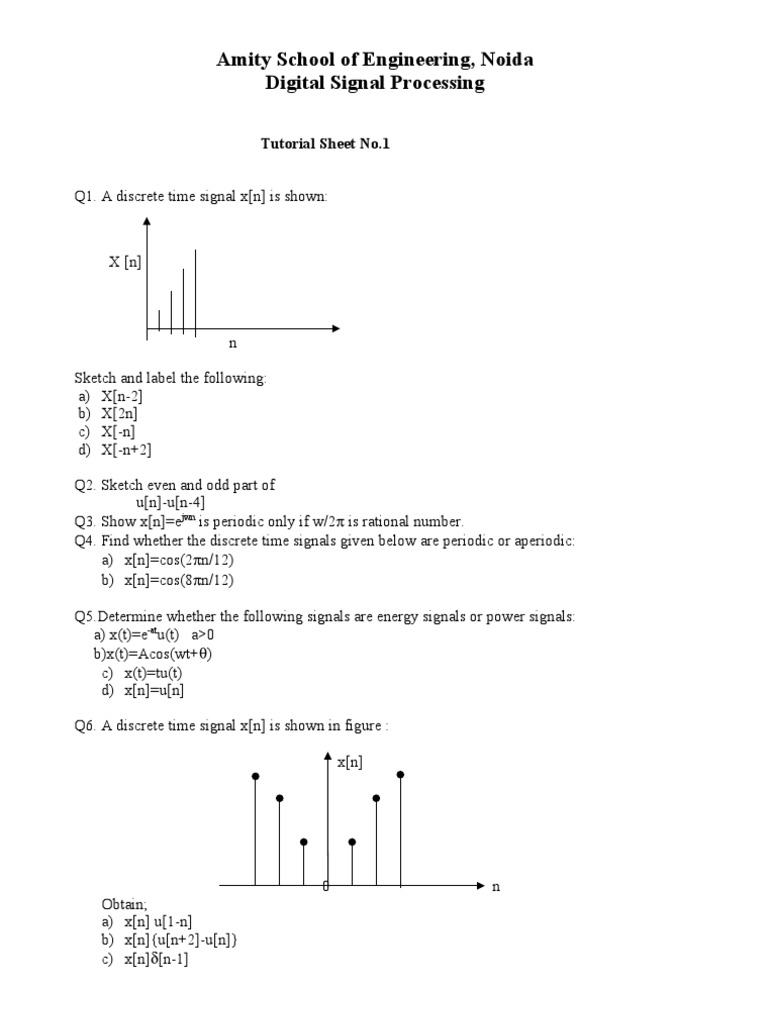 Digital Signal Processing Tutorial Sheets | PDF | Discrete Fourier ...