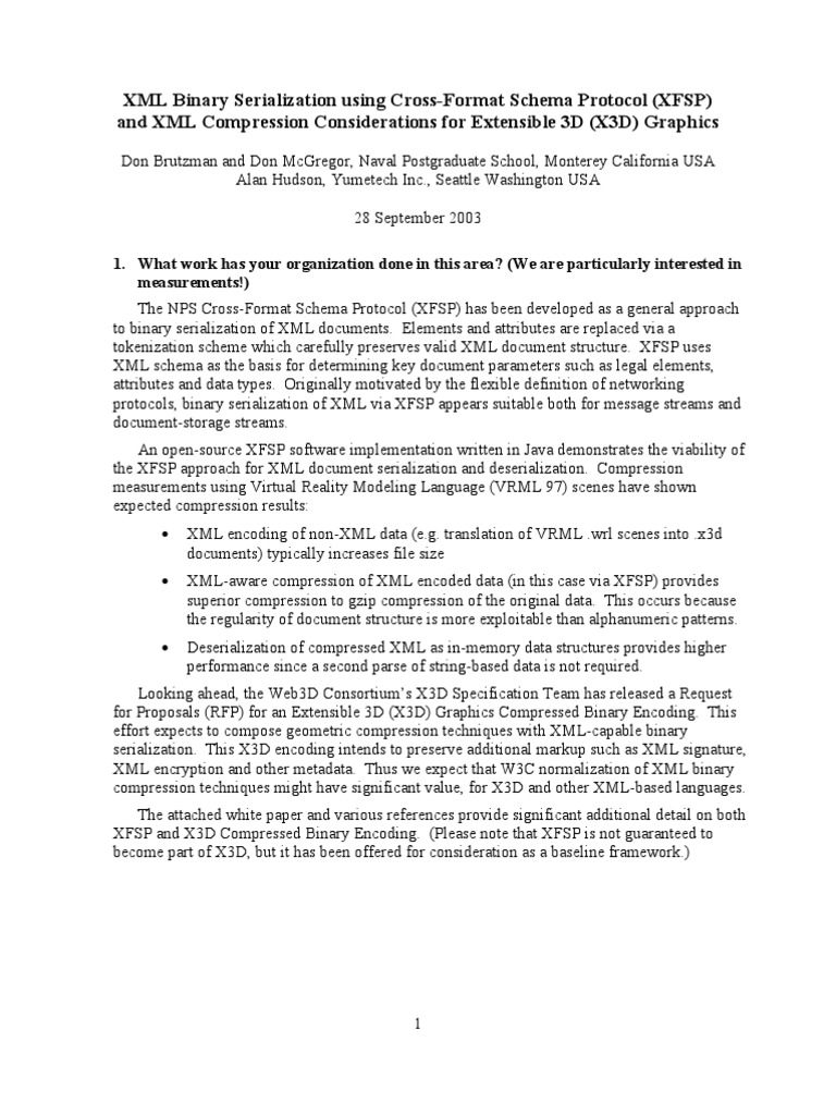 Xml Binary Serialization Using Cross Format Schema Protocol Xfsp And 2757