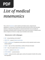 Medical Mnemonics for Common Conditions | PDF