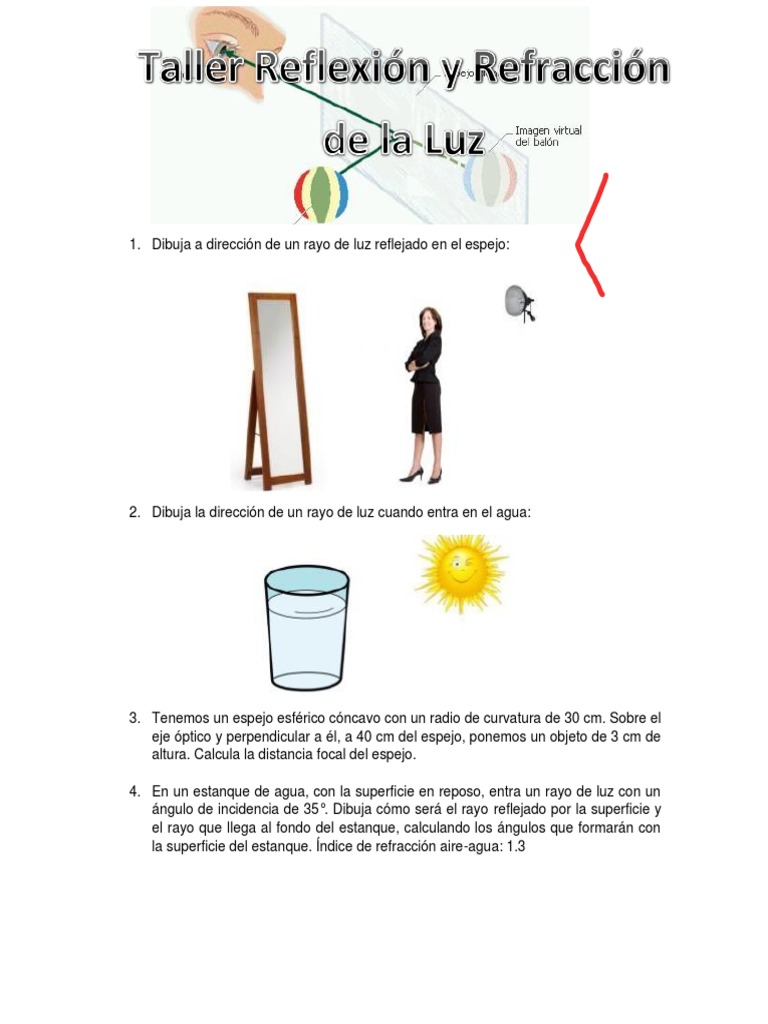 Taller Reflexion y Refraccion de La Luz | PDF | Refracción | Ligero