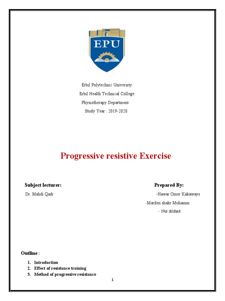 Progressive Resistive Exercise: Erbil Polytechnic University | PDF ...
