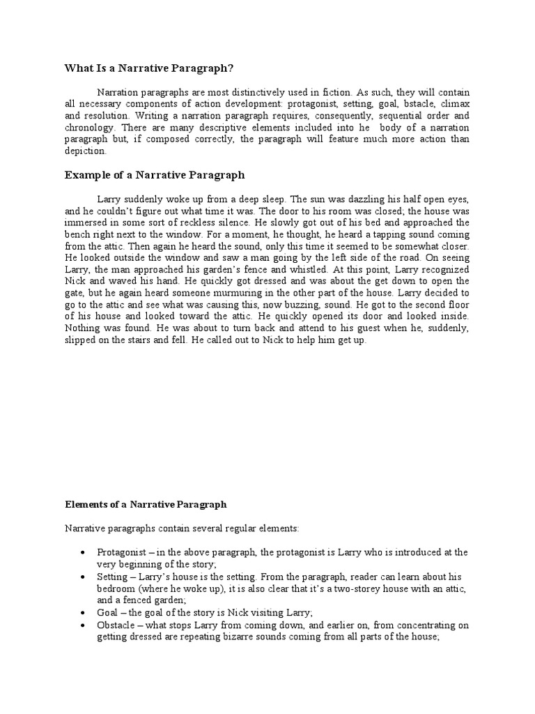 Understanding Narrative Paragraphs | PDF