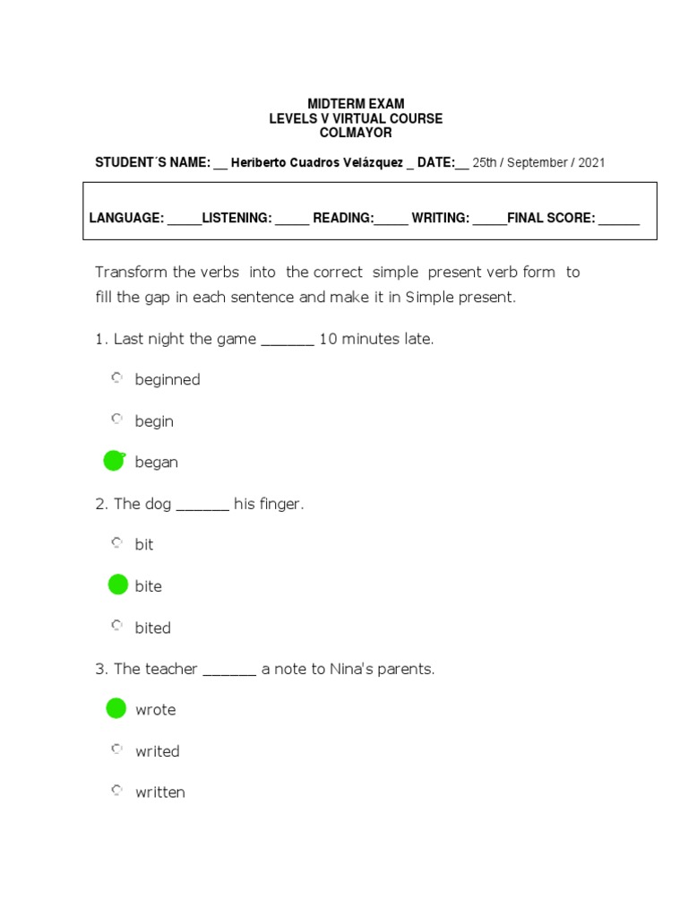 WRITTEN MIDTERM EXAM Entrega 1 | PDF