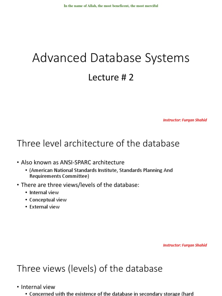 Advanced Database Systems (Lecture-2) | PDF | Databases | Computer Networking