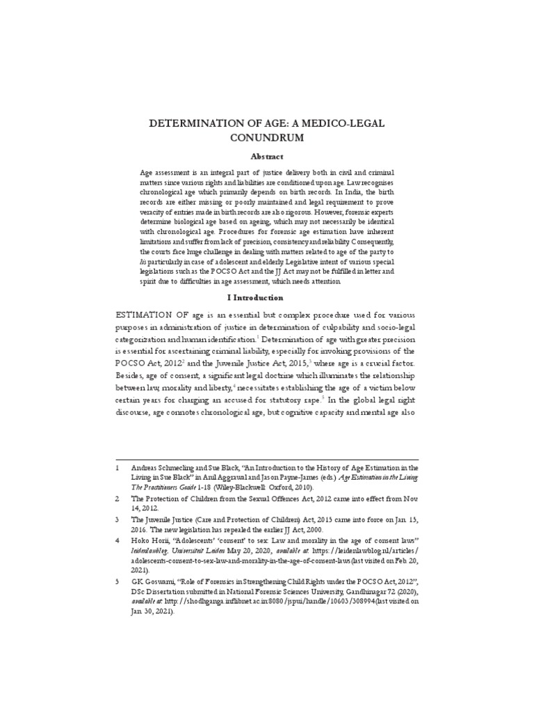 08 - Determination of Age - A Medico-Legal Conundrum | PDF | Intention ...