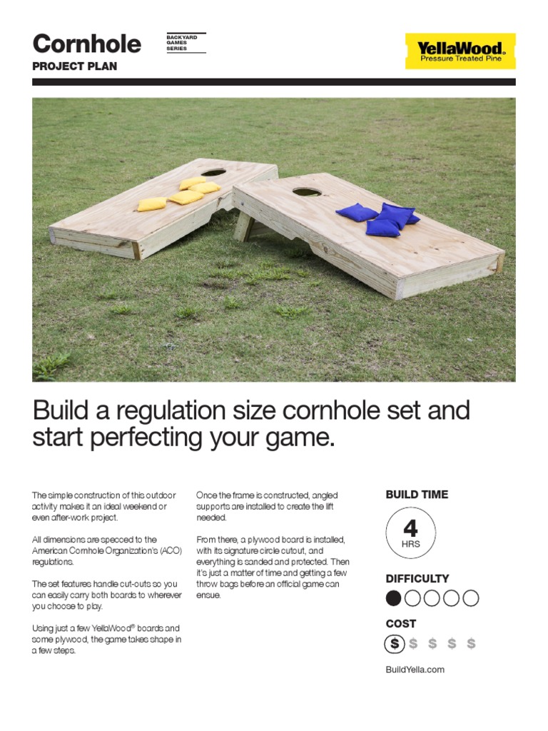 Cornhole: Build A Regulation Size Cornhole Set and Start Perfecting ...
