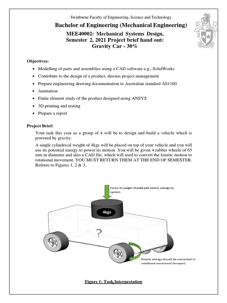 Gravity Car Design Project Brief MEE40002 - 2021 | PDF