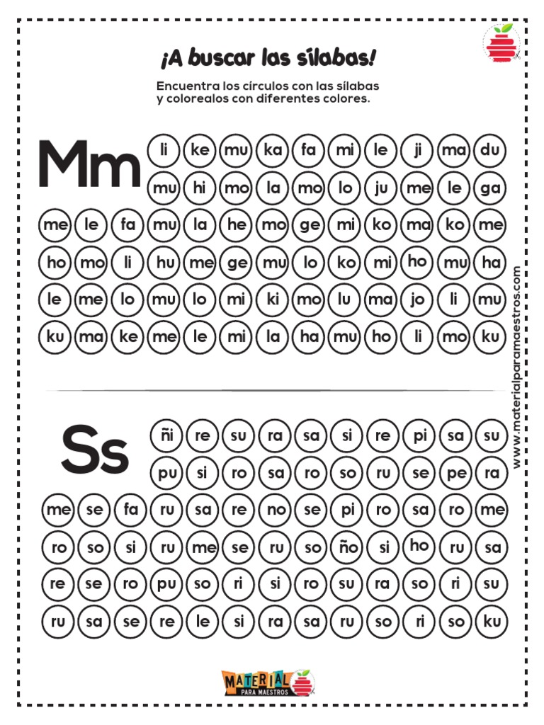 Busca y Pinta Las Silabas | PDF