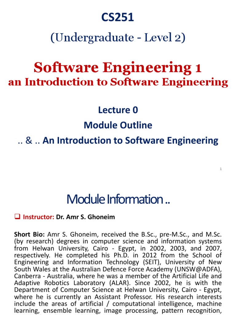 CS251 Intro. To SE (0) Module Outline - An Intro. To SE | PDF | Use Case | System