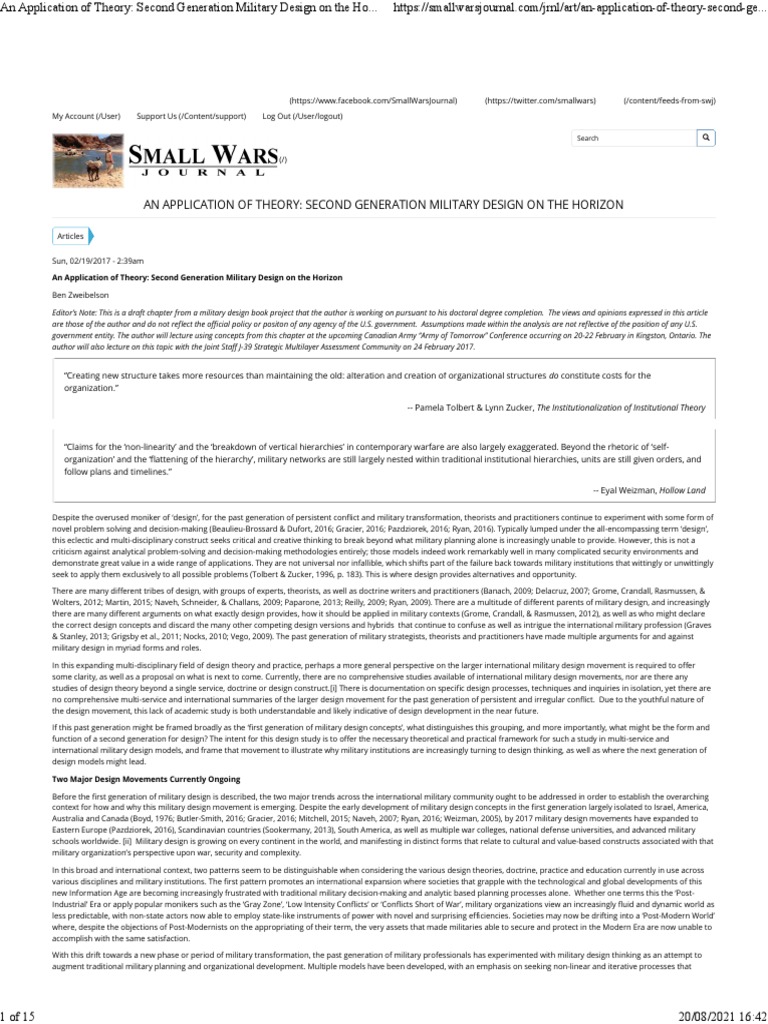 An Application of Theory Second Generation Military Design On The ...