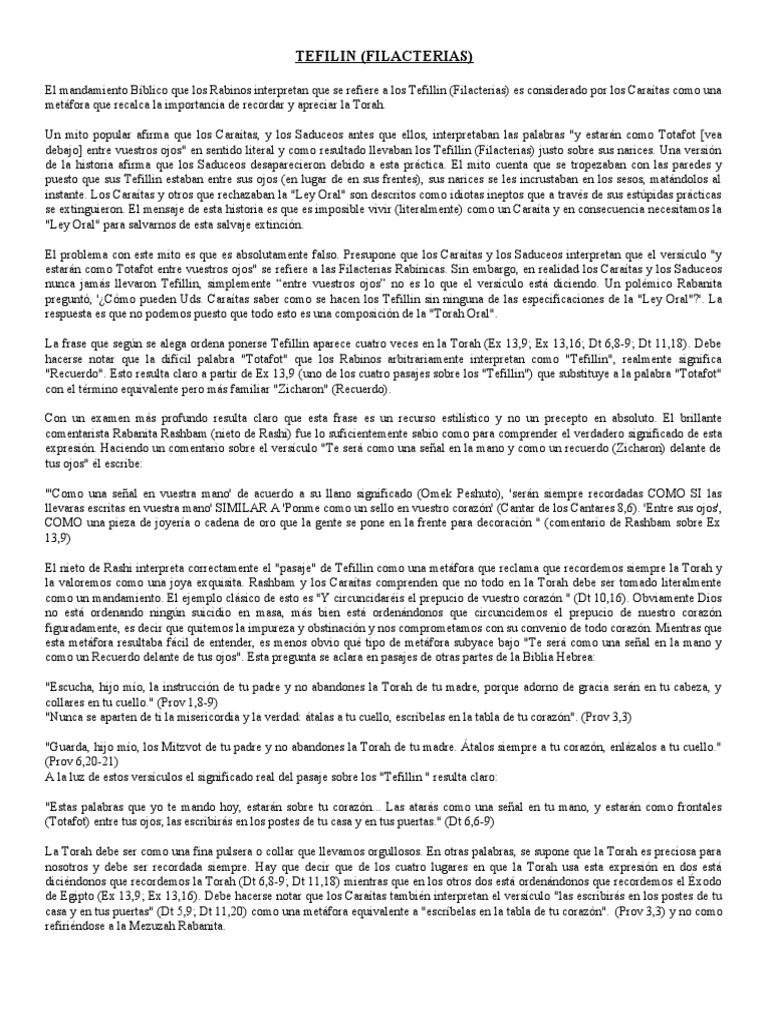 Tefilin (Filacterias) | PDF | Tora | Judios y judaísmo