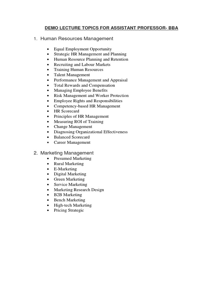 Demo Lecture Topics For Assistant Professor | PDF