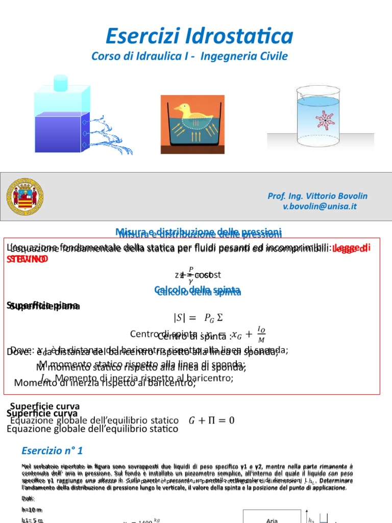 Esercizi Idrostatica | PDF
