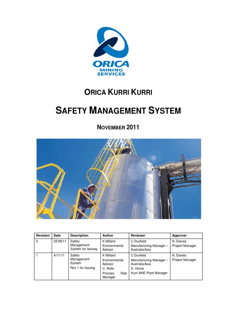 Orica Kurri ANE Safety-Management-System Rev01 | PDF | Risk Assessment | Risk