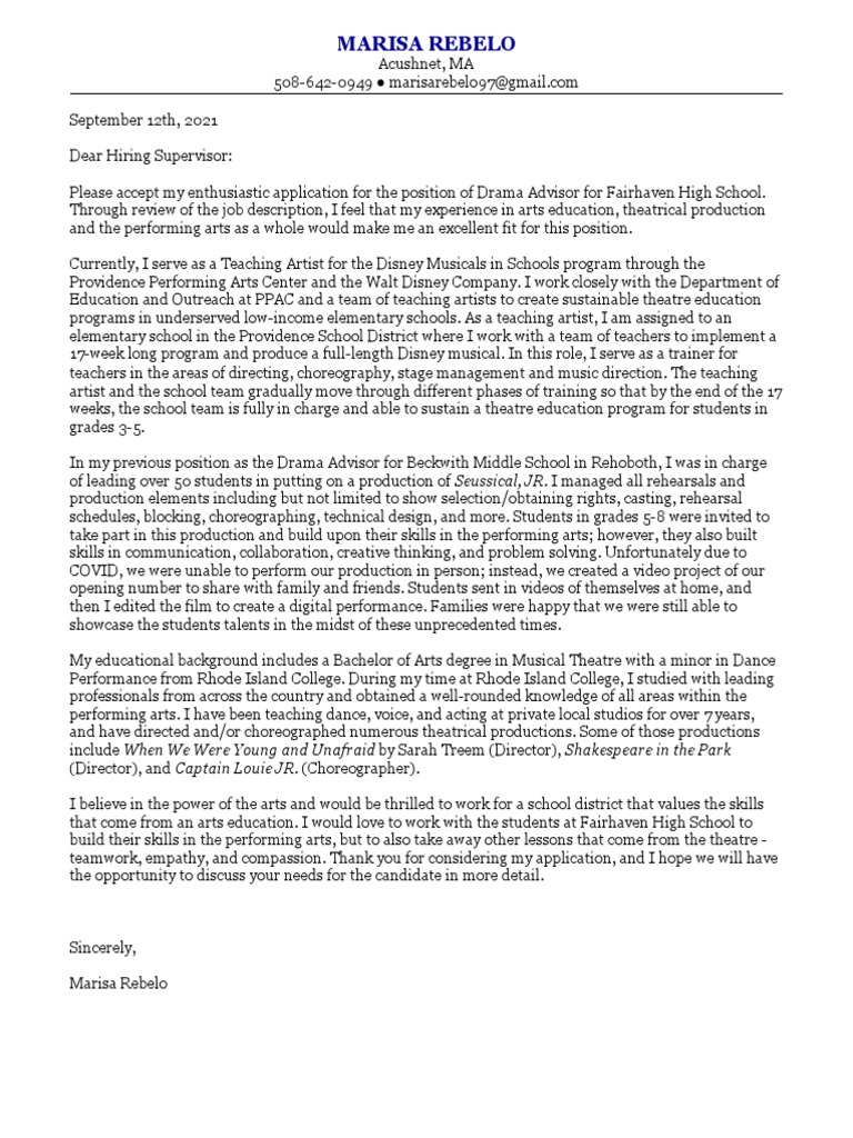 Letter of Interest Example | PDF | Art