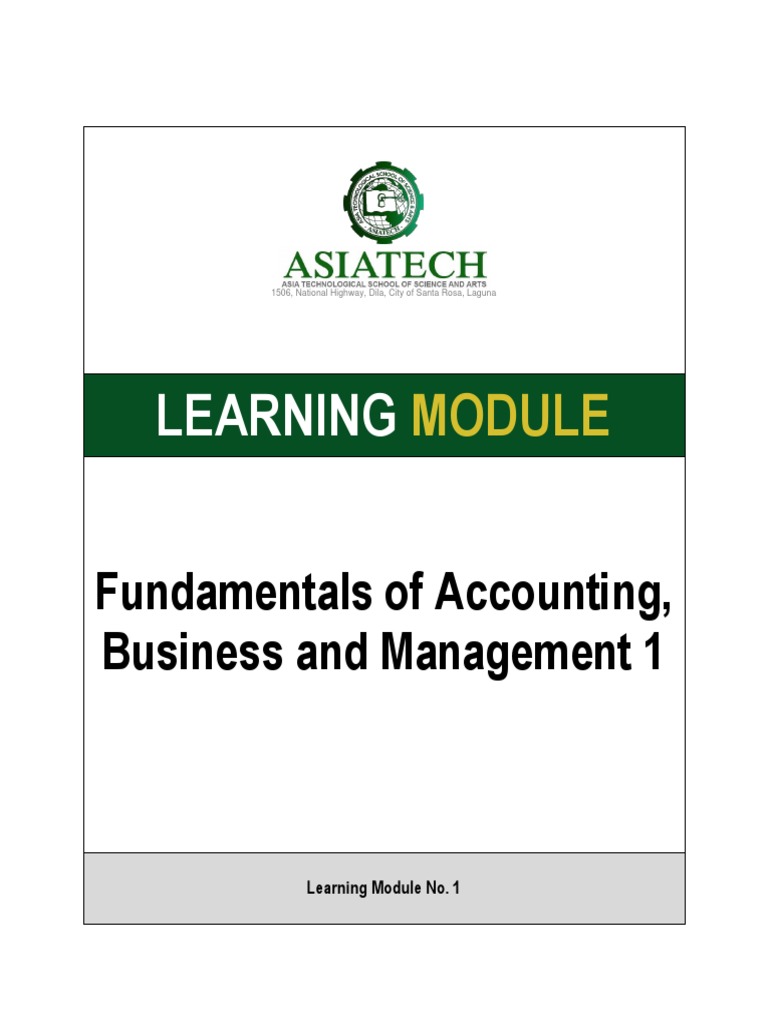 Fundamentals of Accounting 1 Week 1 Online | PDF | Financial Statement ...