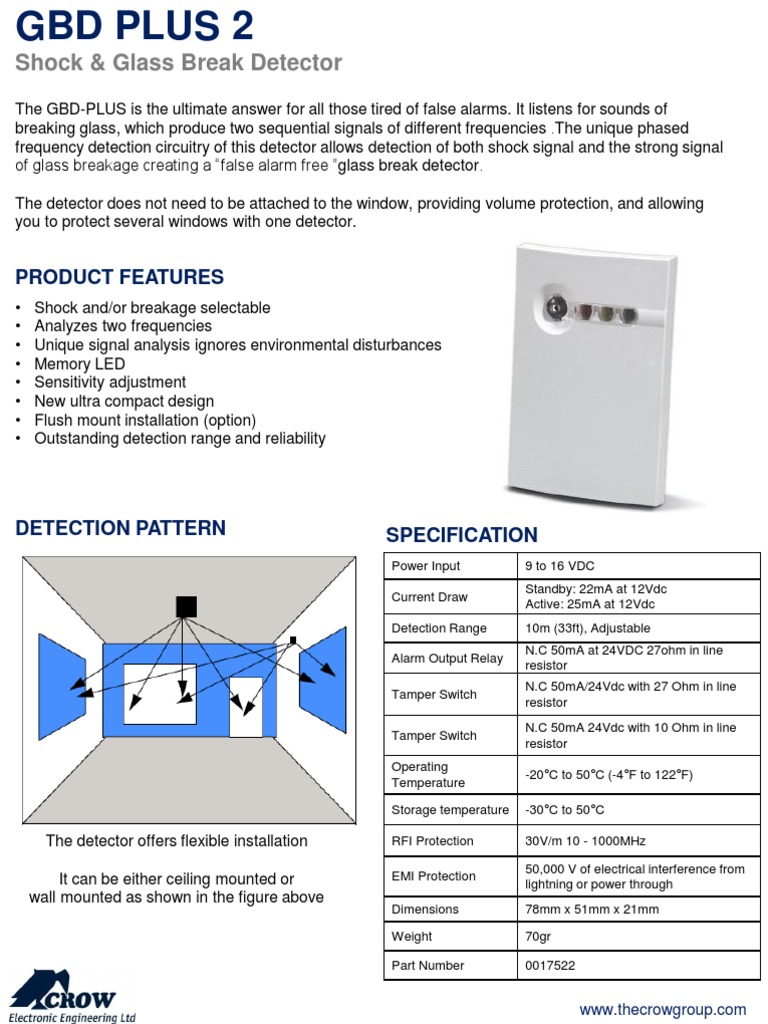 Shock & Glass Break Detector: Product Features | PDF | Sensor ...