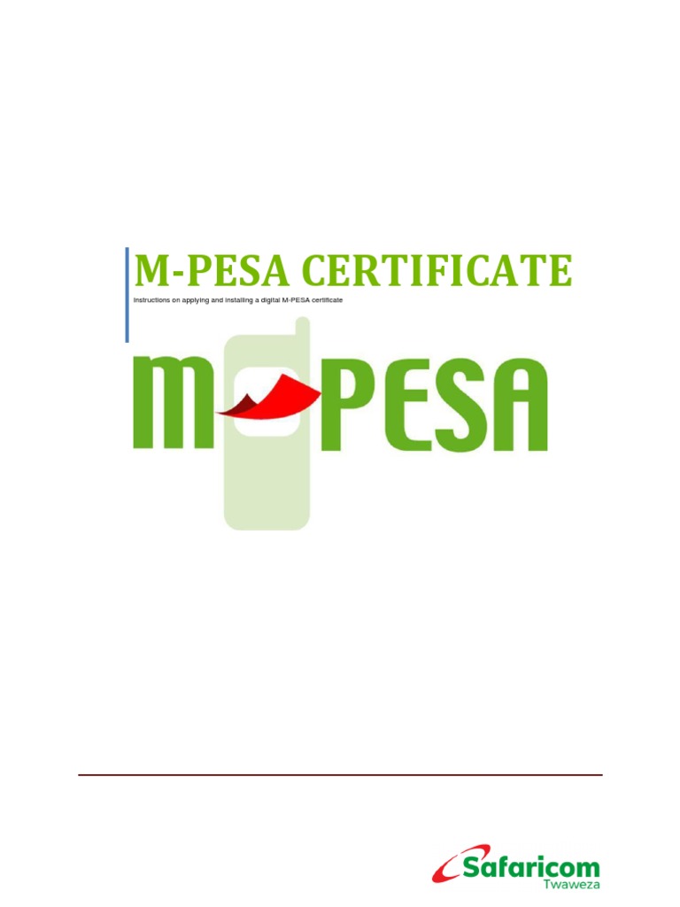 Instructions On Applying and Installing A Digital M PESA Certificate ...