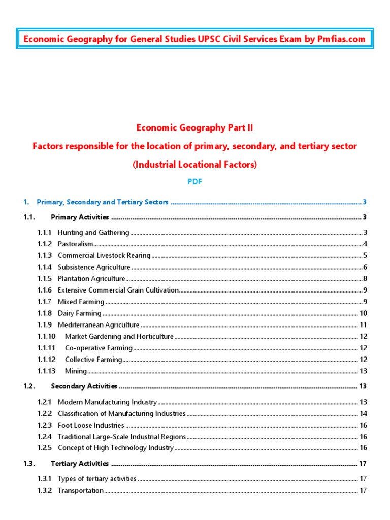 PMF Ias Economic Geography - 2 | PDF | Agriculture | Outsourcing