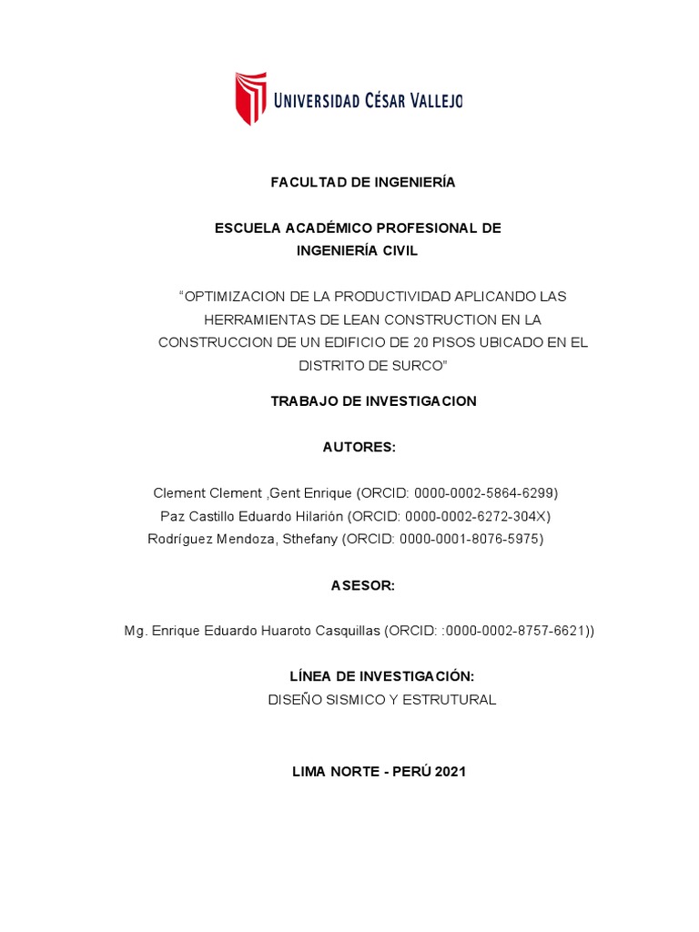 CARATULA de Investigacion Ucv - 2021 | PDF