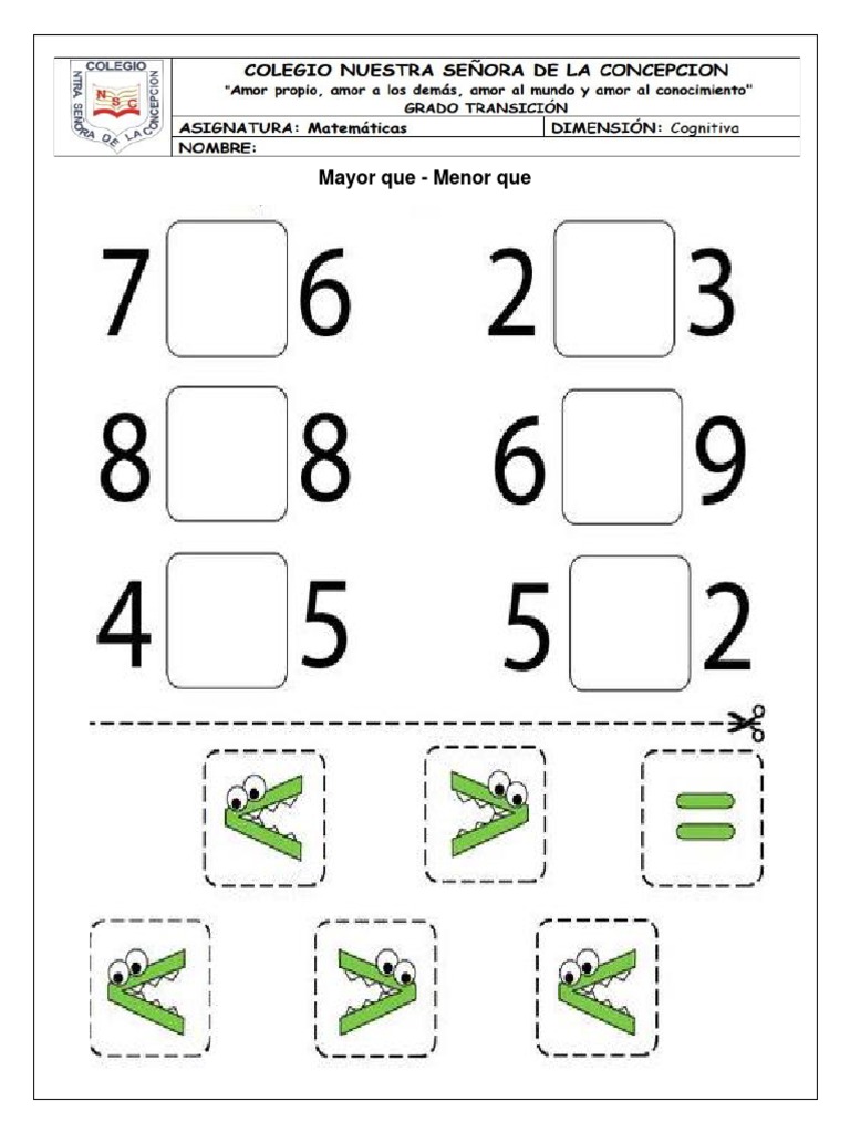 Guía Mayor Que-Menor Que | PDF