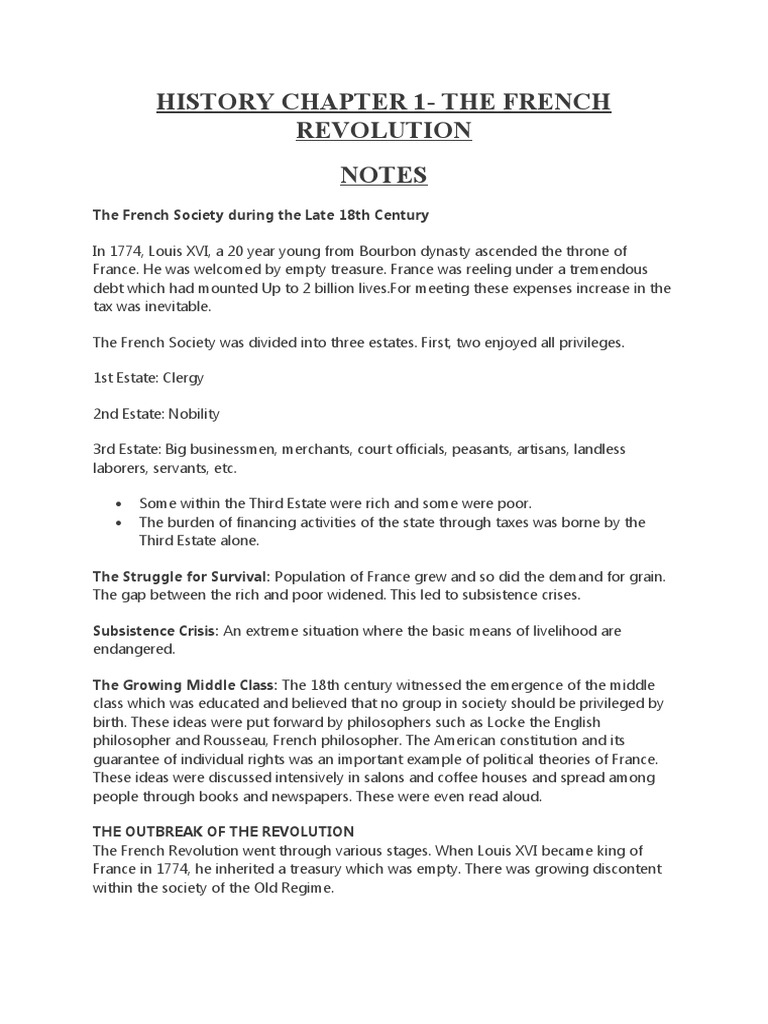 History Chapter 1-The French Revolution Notes | PDF | French Revolution ...