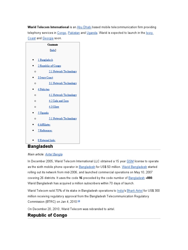 Warid Telecom International | PDF | Telecommunications | Companies