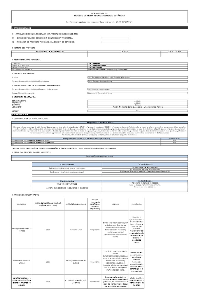 Formato N 06 - Modelo de Ficha Técnica General Estándar - PDF | PDF
